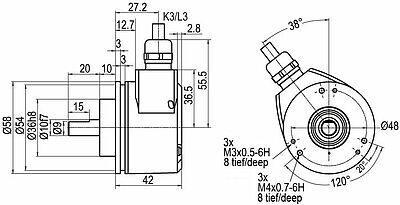 Wachendorff Automation Encoder : 增量实心轴编码器, 光学, WDGI 58B, 夹紧法兰：Ø 58毫米